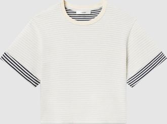 Frame Denim Top The Stripe Cuff Cream Multi