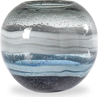 Torre & Tagus Andrea Handgefertigte Vase aus Glas mit Wirbel, für Heimdekoration, Wohnzimmer, Tafelaufsatz und Heimbüro, Blau