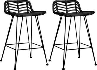vidaXL Vidaxl - Chaises de bar lot de 2 noir Rotin