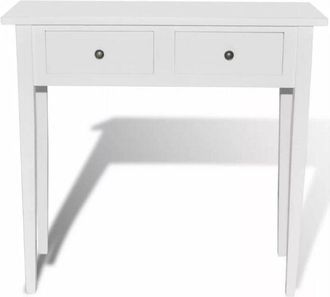 Les Tendances Console coiffeuse 2 tiroirs bois et pin massif blanc Iris