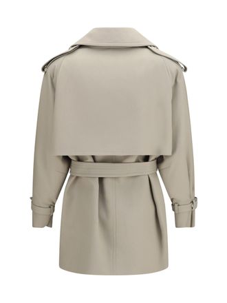 Max Mara Double-Breasted Cotton Trench Coat - Beige