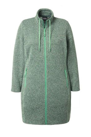 Ulla Popken Sweatjacke Strickfleecejacke Stehkragen lang Zipptaschen
