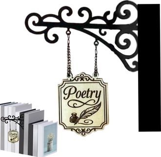 Generico Buch Dekoration Regal - 21cm Dekoschild Eisen Holz Wanddekoration Literarische Ecke Ornament f&uuml;r Buchliebhaber Bibliothekare Leser Ideal f&uuml;r das Buch