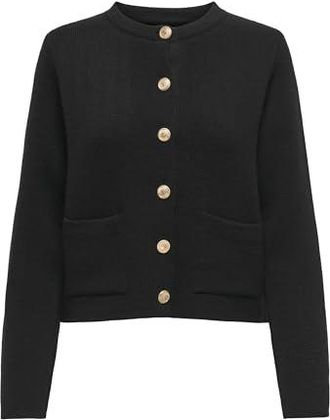 Jacqueline de Yong JdY Jdykim Kim L/S O-Neck Button Cardigan KNT, Noir, L Femme