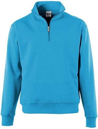 James & Nicholson Sweat-Shirt avec col Montant et Zip (XL, Turquoise)