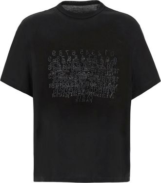 Maison Margiela Homme, Tops, Noir, Taille: XL T-Shirt avec Lettrage Ton Sur Ton