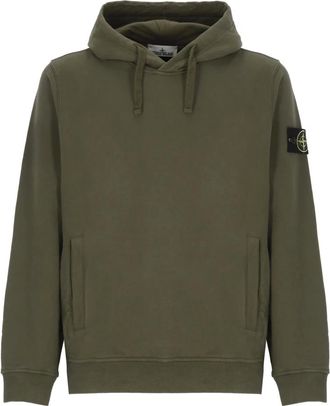 Stone Island Homme, Sweatshirts et sweats &agrave; capuche, Vert, Taille: M Cotton Sweat &agrave; capuche