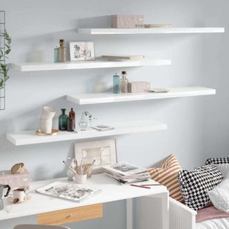 vidaXL Vidaxl - tag&egrave;re murale flottante 4pcs Blanc brillant 120x23,5x3,8cm mdf