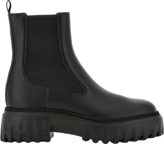 Hogan Femme, Chaussures, Noir, Taille: 41 EU Chelsea Bottes avec Semelle Crant&eacute;e