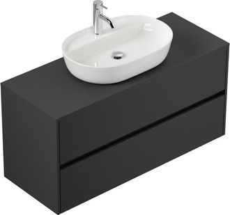 Magnolia Home Badm&ouml;bel Taifun 120cm mit Design Aufsatzwaschbecken grafit