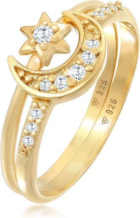Elli Goldfarbener Ring aus 925er Sterlingsilber mit Zirkoniasteinen