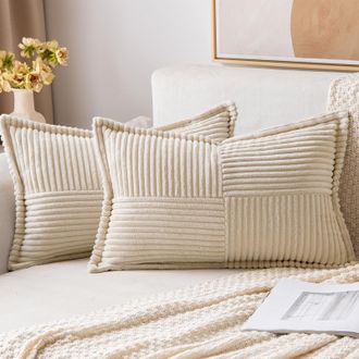 Miulee 2er Set Kordsamt Kissenbez&uuml;ge Samtkissen Weich Dekokissen Dekorativ Kissenbezug Modern Kissenh&uuml;lle Sofakissen Zierkissen Couchkissen f&uuml;r Wohnzimmer Sc