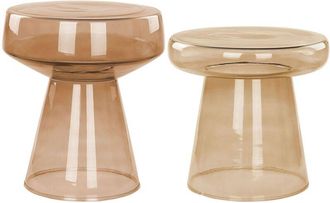 Beliani Beistelltisch 2er Set LAGUNA/CALDERA Glas Goldbraun