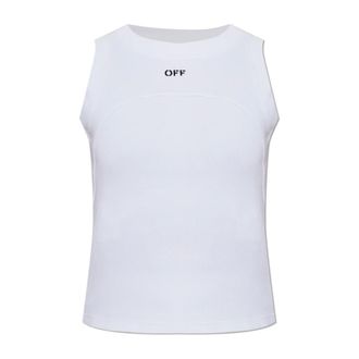 Off-white Femme, Tops, Blanc, Taille: 38 FR Top sans manches c&ocirc;tel&eacute;