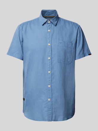 Camel Active Regular Fit Freizeithemd aus Leinen-Baumwoll-Mix mit Brusttasche