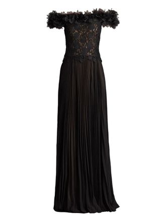 Tadashi Shoji robe à fleurs en dentelle - Noir