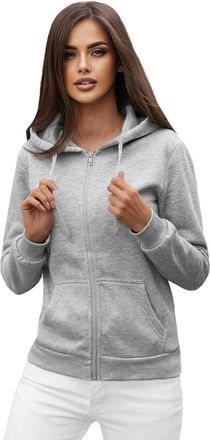 OZONEE Damen Kapuzenpullover Sweatjacke Sweatshirt Farbvarianten Kapuzenjacke Kapuzenpulli Langarm Kapuze Hoodie Sport Style Casual Fitness Basic Training 77