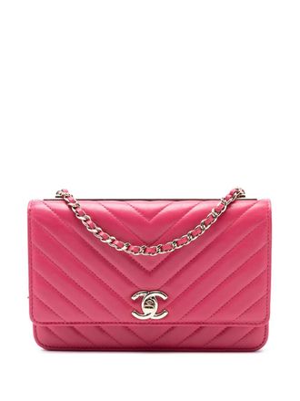 Chanel 2018-2019 Chevron Lambskin Trendy CC Chain Wallet on Chain crossbody bag - Rosa