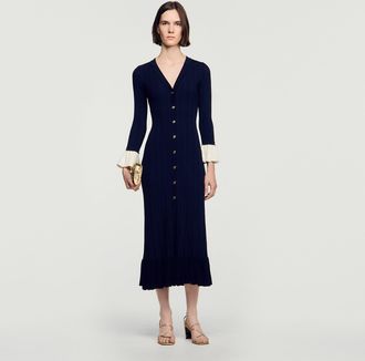 Sandro Langes zweifarbiges Strickkleid