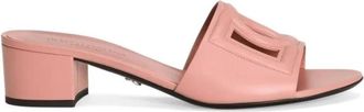 Dolce & Gabbana Femme, Chaussures, Rose, Taille: 38 EU Mules &agrave; Talons Bloc Logo DG