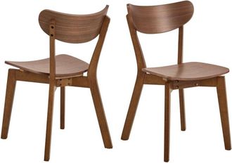 Hellin Hellin - Chaise scandinave en bois finition noyer (lot de 2) - leta