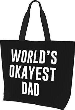 AOOEDM WorldS Okayest Dad Ladies Canvas Tote Sac &agrave; provisions r&eacute;utilisable