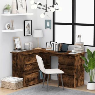 vidaXL Vidaxl - Bureau dangle Ch&ecirc;ne fum&eacute; 145x100x76 cm Bois ding&eacute;nierie