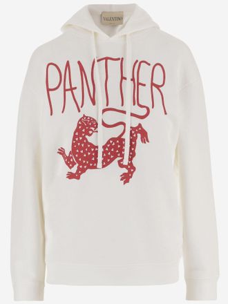 Valentino Womens Cotton Sweatshirt With Print White Top