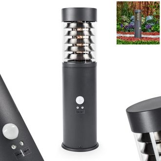 HOFSTEIN Außenwegeleuchte Dakar, moderne Sockelleuchte mit Bewegungsmelder aus Metall/Kunststoff in Anthrazit/Klar, Wegeleuchte Höhe 40 cm, Gartenbeleuchtung I