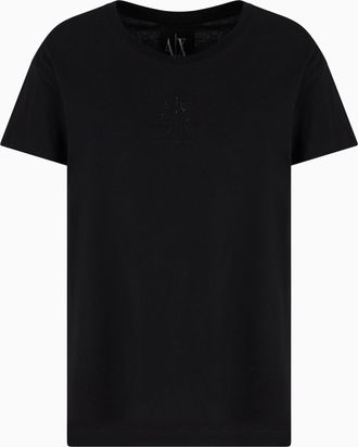 A|X Armani Exchange Damen Icon Project, Shiny Logo T-Shirt, Schwarz, XL