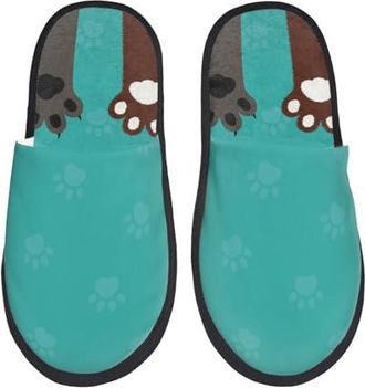 Generic Chaussons Femme Homme Empreinte De Patte De Chat Et De Chien Mignonne House Chaussures Confort Doubl&eacute;es En Peluche Pantoufles DExt&eacute;rieur, Pour Int&eacute;rie