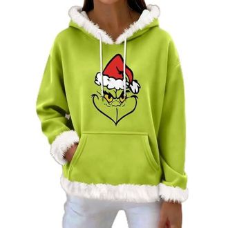 Generic Le Grinch Sweat Femme A Capuche Costume Plaid Vetement Deguisement Moche Polaire The Pyjama Noel Femmes De Pilou Christmas Sweatshirts Pulls Pull Adul