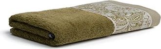Möve Ethno Doubleface mit Bordüre und Schlauchsaum Duschtuch 80 x 150 cm aus 100% Baumwolle, Olive