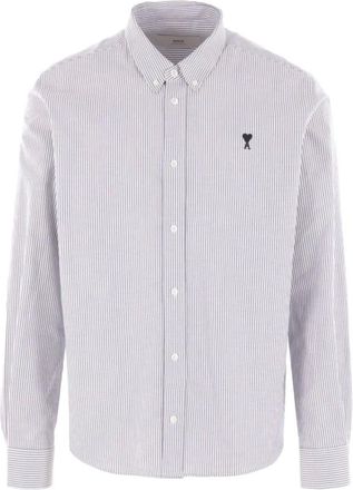Ami Homme, Chemises, Blanc, Taille: 2XL Chemise Oxford ray&eacute;e en coton Ami De Coeur coupe classique