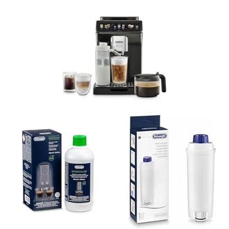 DeLonghi Eletta Explore Cold Brew ECAM452.67.G Kaffeevollautomat mit LatteCrema Milchsystem + Original EcoDecalk DLSC 500 Entkalker Wasserfilter DLSC002