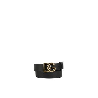 Dolce & Gabbana Schwarzer Lederg&uuml;rtel mit Logo-Schnalle - - Accessories - Herren - Schwarzk - 95 CM