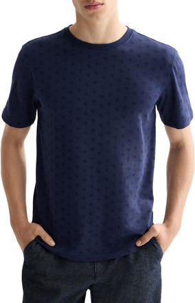 Scotch & Soda Herren Regular Fit Micro AOP T-Shirt, Batik Logo Print Navy AOP 410, L
