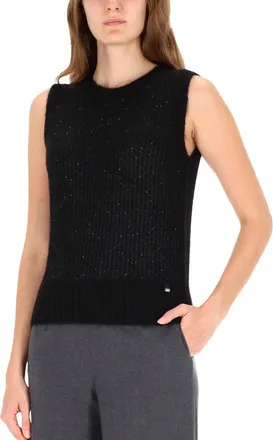 Herno Metallic Sequined Alpaca Vest - Black