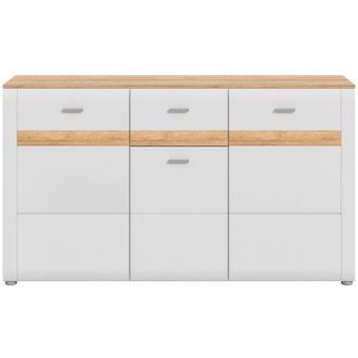 ebuy24 Ashton Sideboard 3 T&uuml;ren, 1 Schublade matt hellgrau,Eiche dekor