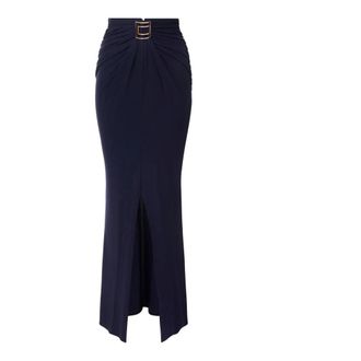 Elisabetta Franchi Cr&ecirc;pe Jersey Rock mit Juwelen-Logo - - Skirts - Damen - Blau - S