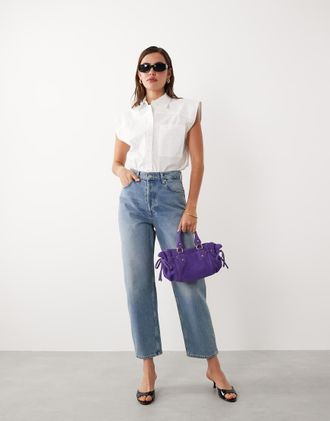 Mango x Hailey Bieber - Chemise sans manches &agrave; &eacute;paules oversize - Blanc