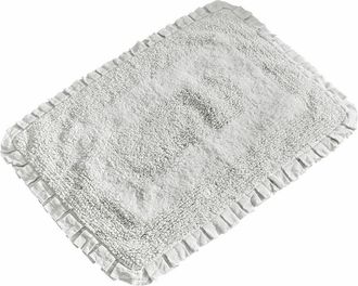 Loberon Badematte Jasmin, dekorative Rüschenborte, Romantik-Look, besonders weich, Badezimmerteppich, Badtextilien, Badvorleger, Baumwolle, weiß