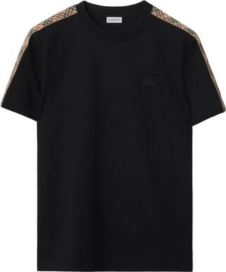 Burberry Homme, Tops, Noir, Taille: S T-shirt noir en coton avec Equestrian Knight