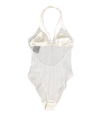 Dolce & Gabbana Womens White Sheer Nylon Bodysuit Halterneck Underwear Elastane Silk Clothing