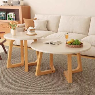 Generic Moderner Runder Couchtisch, Schlichter Landhaus Wohnzimmertisch mit V Förmigen Beinen, for Schlafzimmer, Büro, Esszimmer