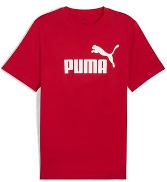 Puma Lot de 2 t-shirts ESS No.1 pour homme - Avec logo ESS - Col rond - Manches courtes - Uni, noir/rouge, 4XL