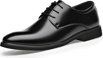 Generic Chaussures Oxford for Hommes à Lacets, Bout Pointu, Chaussures Derby en Cuir végétalien, antidérapantes, Talon carré, Basses, Classiques(Noir,42 EU)