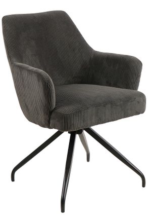 MID.YOU Mid.you Armlehnstuhl Cord, Grau, Holz, Metall, Textil, Pappel, Sperrholz, Drehkreuz, 57x86x65 cm, Sitzfl&auml;che 360&deg; drehbar, Esszimmer, St&uuml;hle, Esszimme