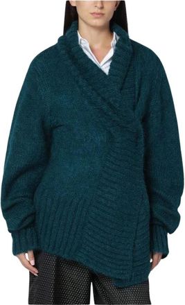 Dries Van Noten Femme, Pulls, Vert, Taille: 40 FR Asymmetrical Wrap Knit Sweater