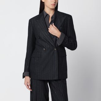 Tagliatore Anthracite grey double-breasted pinstripe jacket